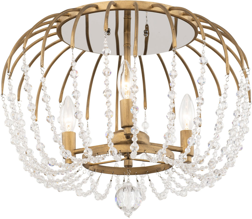 Varaluz 343S03HG Voliere Modern Havana Gold Flush Mount Ceiling Light ...