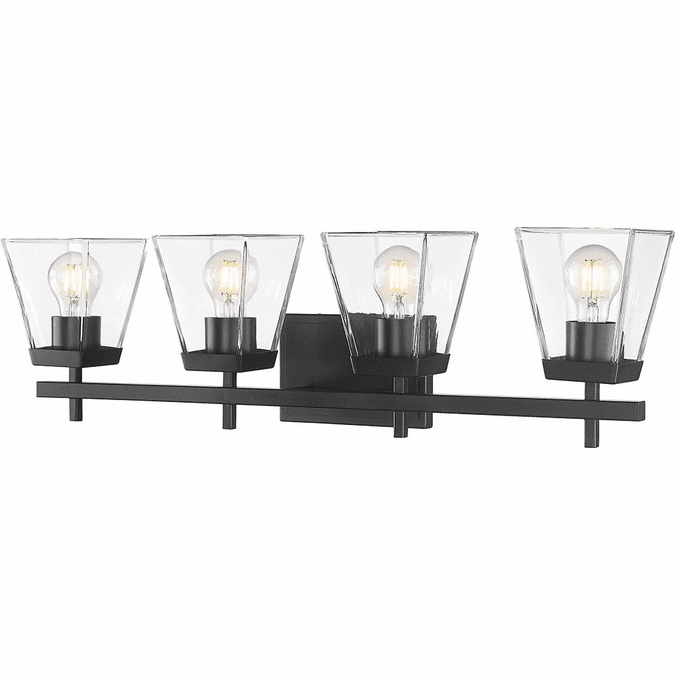 Z-Lite 819-4V-MB Lauren Matte Black 4-Light Bathroom Sconce Lighting ...