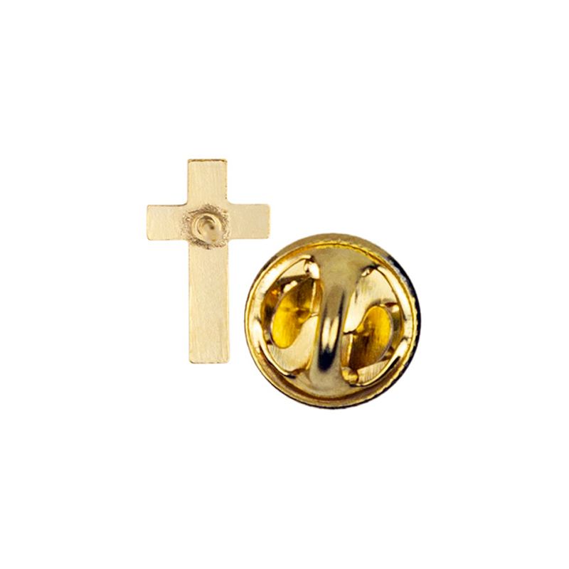 3/8 x 1/4 Inch Gold Cross Lapel Pin