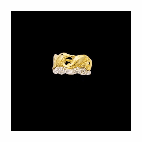 Dolphin Wedding Ring with White Gold Waves