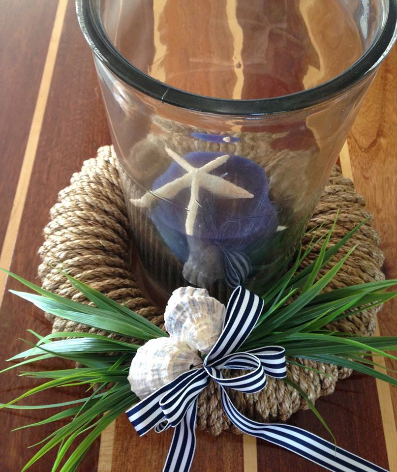 Hampton Wreath Glass Hurricane Centerpiece