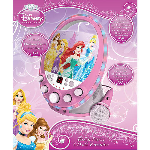 Sakar Disney Princess Party CD+G Karaoke Machine with Lights