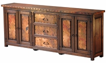 Rustic Hammered Copper and Old Wood Buffets, Hutches and Kitchen Islands